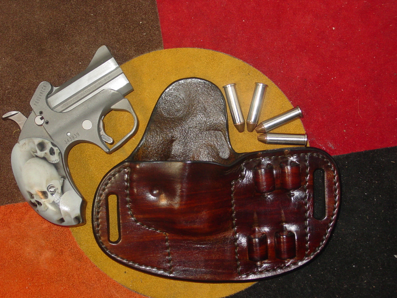 Bond Arms Roughneck 38/357 leather holster extra ammo holder brown Kwik ...