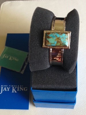 GENUINE JAY KING TURQUOISE GEMSTONE STERLING SILVER CUFF BRACELET MG | eBay