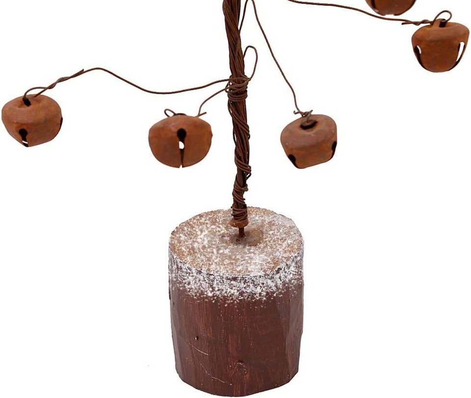 Rustic Jingle Bell Ornament Tabletop Bell Tree with Metal Star or ...