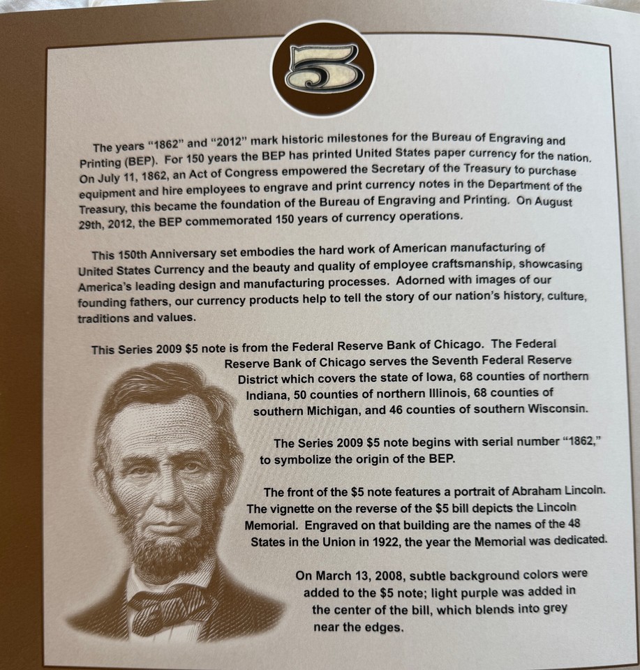 US Mint BEP 150th Anniversary Currency Set Limited Editn B15012 Unique ...