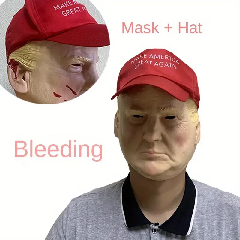 Donald Trump HALLOWEEN Latex Mask Bloody Ear MAGA President Costume ...