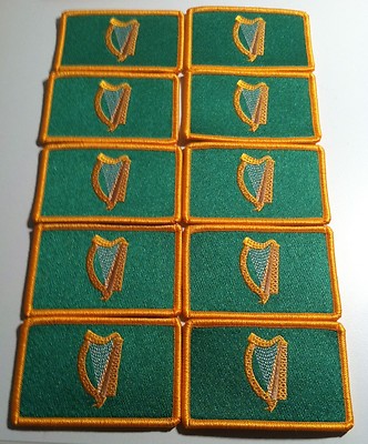 20 IRISH Flag Iron-On Patch Shoulder IRELAND ARMY Tactical Emblem Gold ...