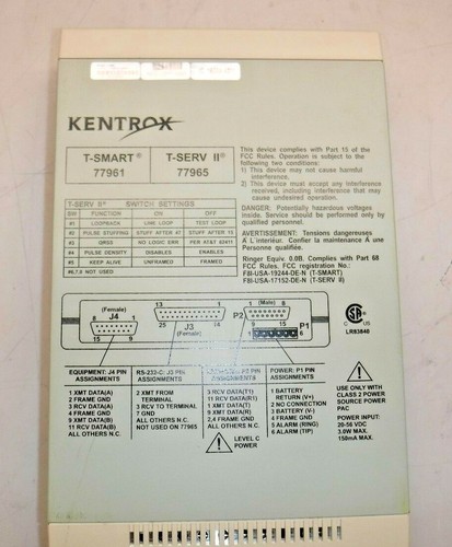 Kentrox T-Smart 77961, T-Serv II 77965 CSU Stand-Alone Unit w ...