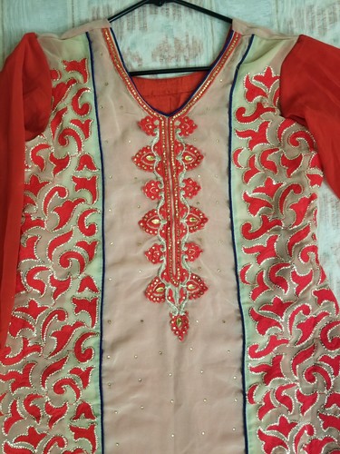 Indian/Pakistani party wear dress with embroidery, stone and sequin ...