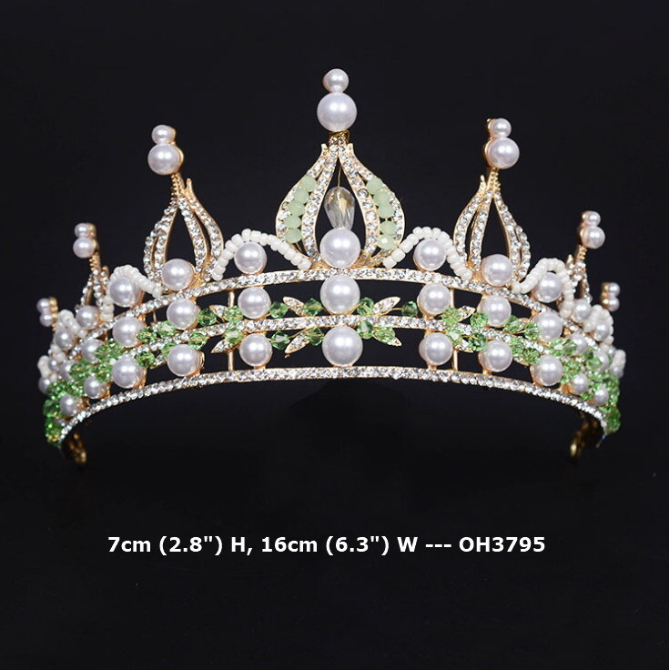 55 Styles Green Crystal Queen Princess Tiara Crown Wedding Princess For ...