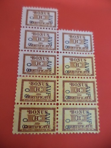 TRADING DIVIDEND STAMPS BLOCK old vintage BONUS CERTIFICATE WALLACE ...