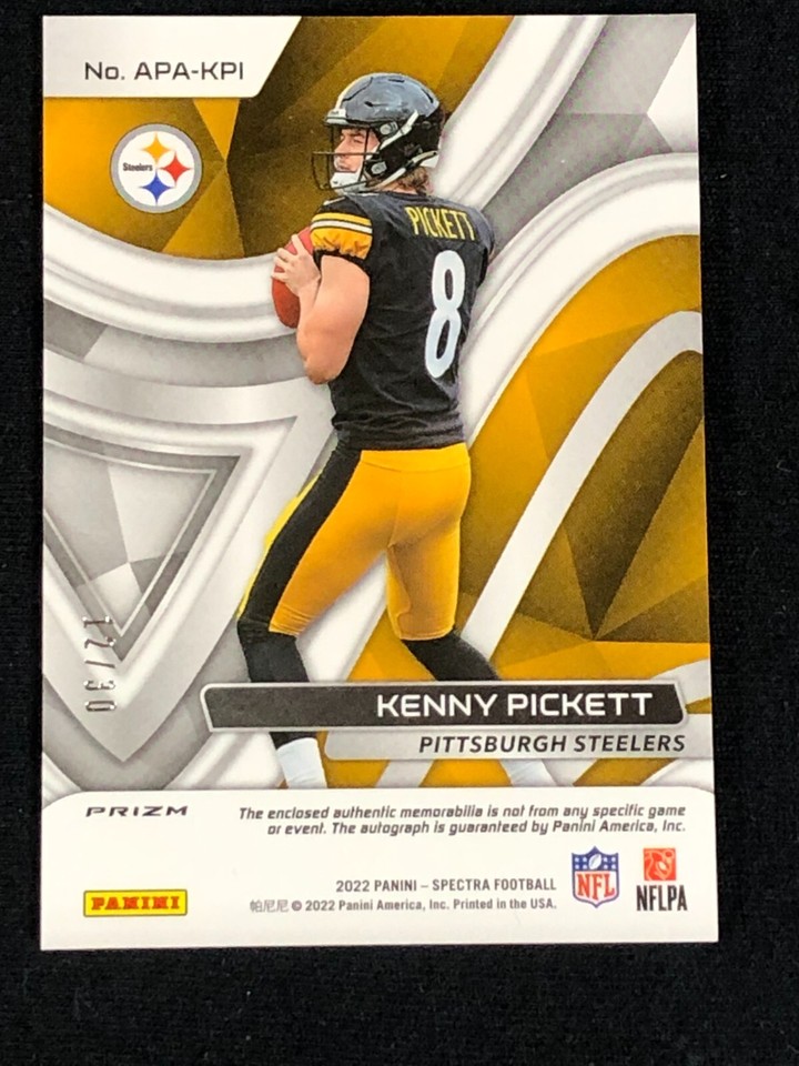 Kenny Pickett 2022 Spectra Aspiring RPA Patch Auto RC #d 12/30 | eBay