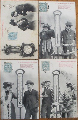 French Fantasy 1904 Bergeret Postcard Set of Four, Barometer ...