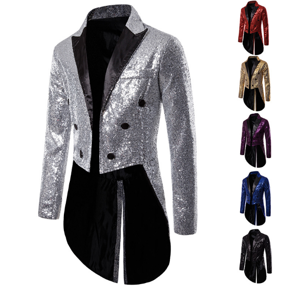 New Men Sequin Tail Jacket Coat Prom Party Stage Tail Coat Jacket | eBay