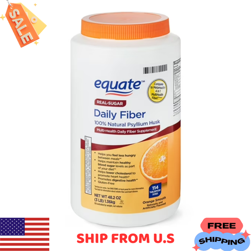 Equate Multi-Health Daily Fiber Supplement, Orange Flavored Powder ...