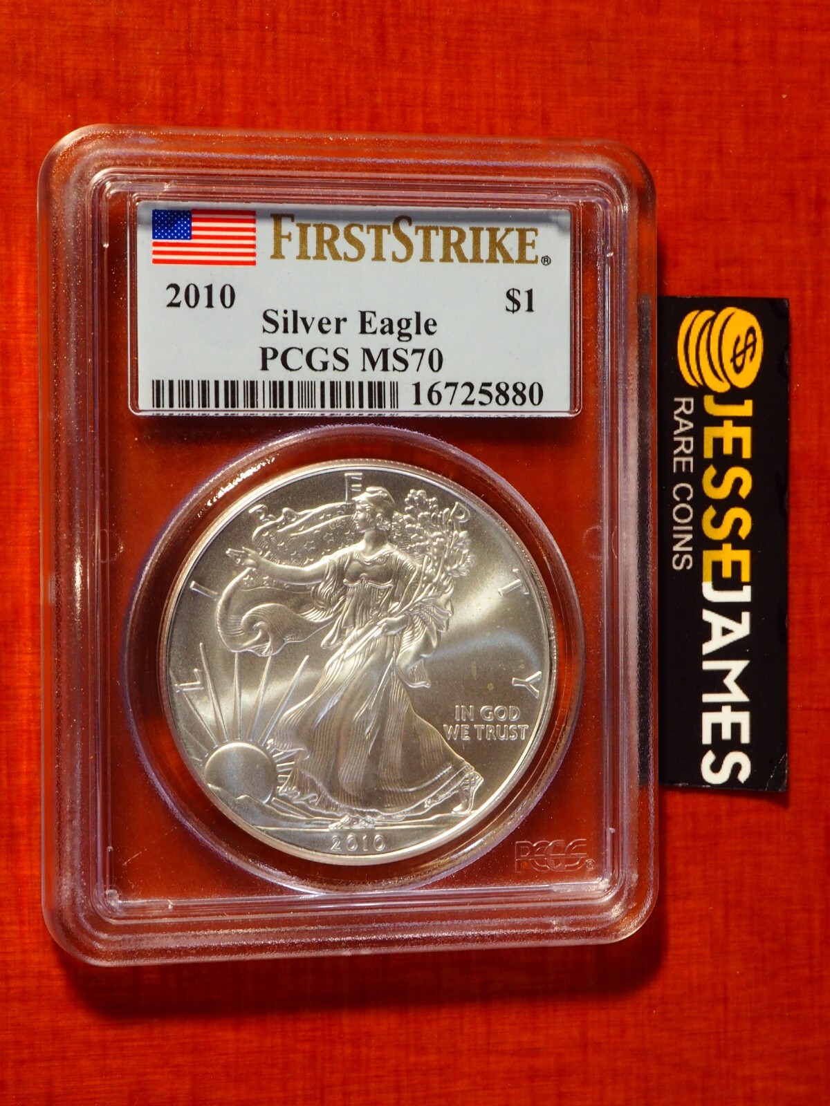 2010 $1 AMERICAN SILVER EAGLE PCGS MS70 FLAG FIRST STRIKE LABEL | eBay