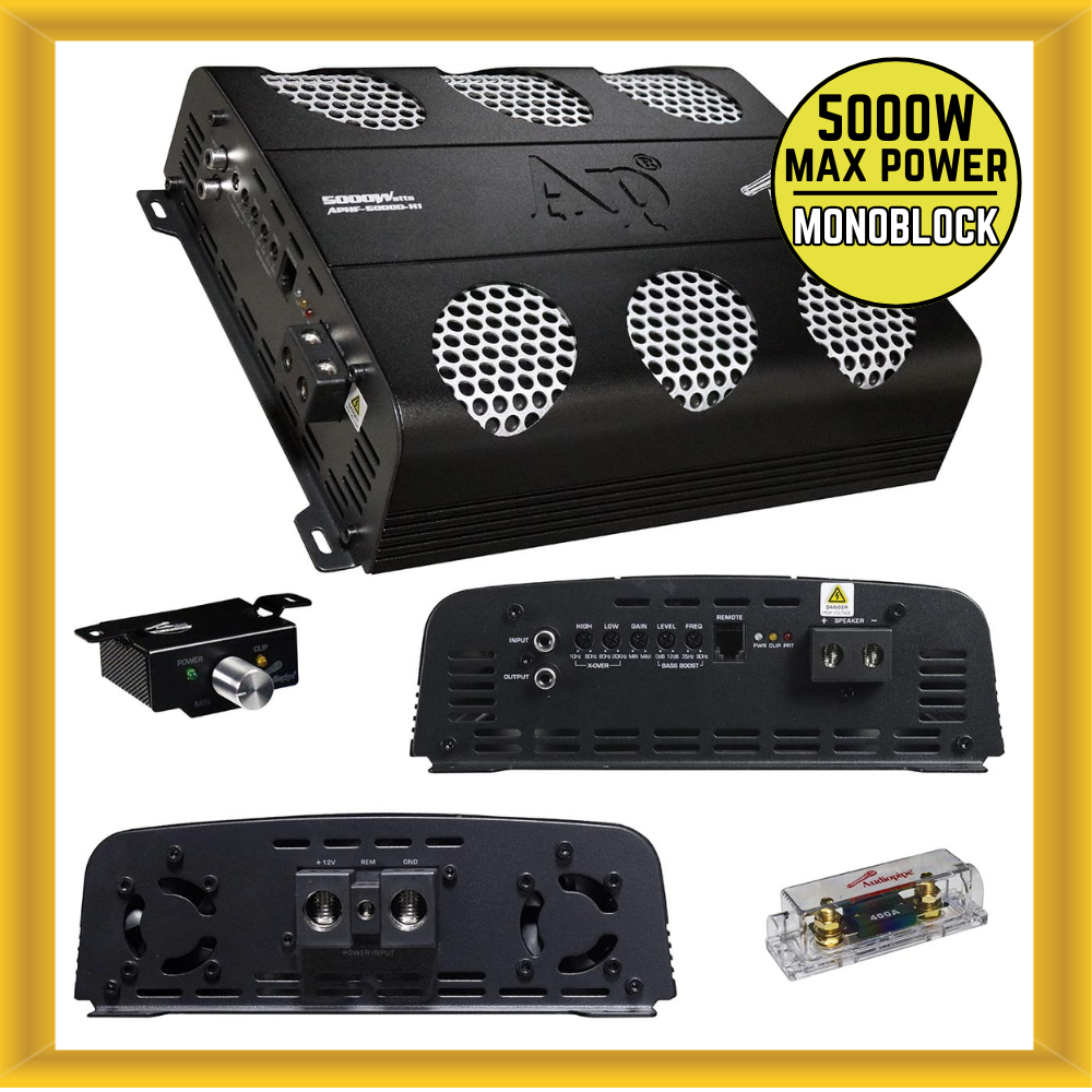 Audiopipe APHF-5000D-H1 Full Range Class D Monoblock Amplifier, 5000 ...