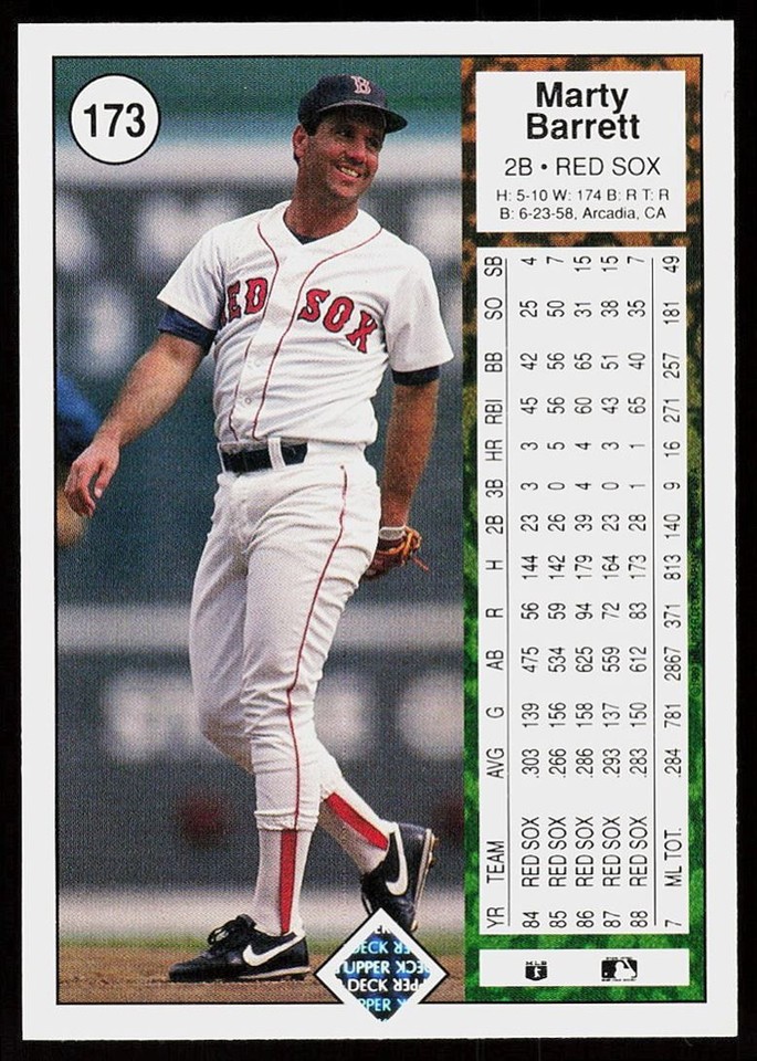 1989 Upper Deck Marty Barrett Boston Red Sox #173 | eBay