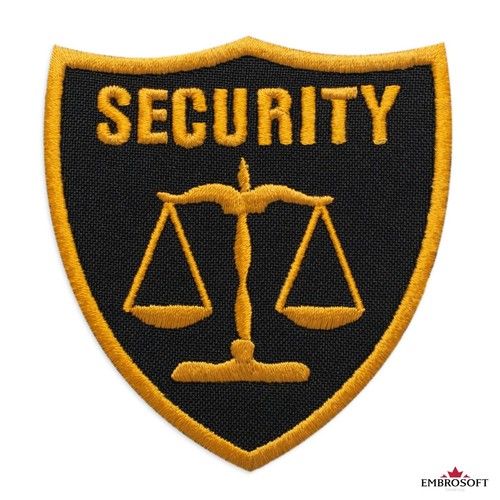 Libra with Text SECURITY Emblem Symbol Embroidered Patch Iron On SIZE ...