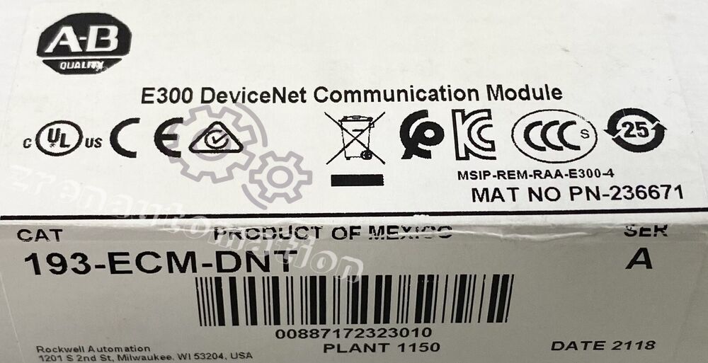 AB 193-ECM-DNT SER A E300 DeviceNet Communication Module Expedited ...