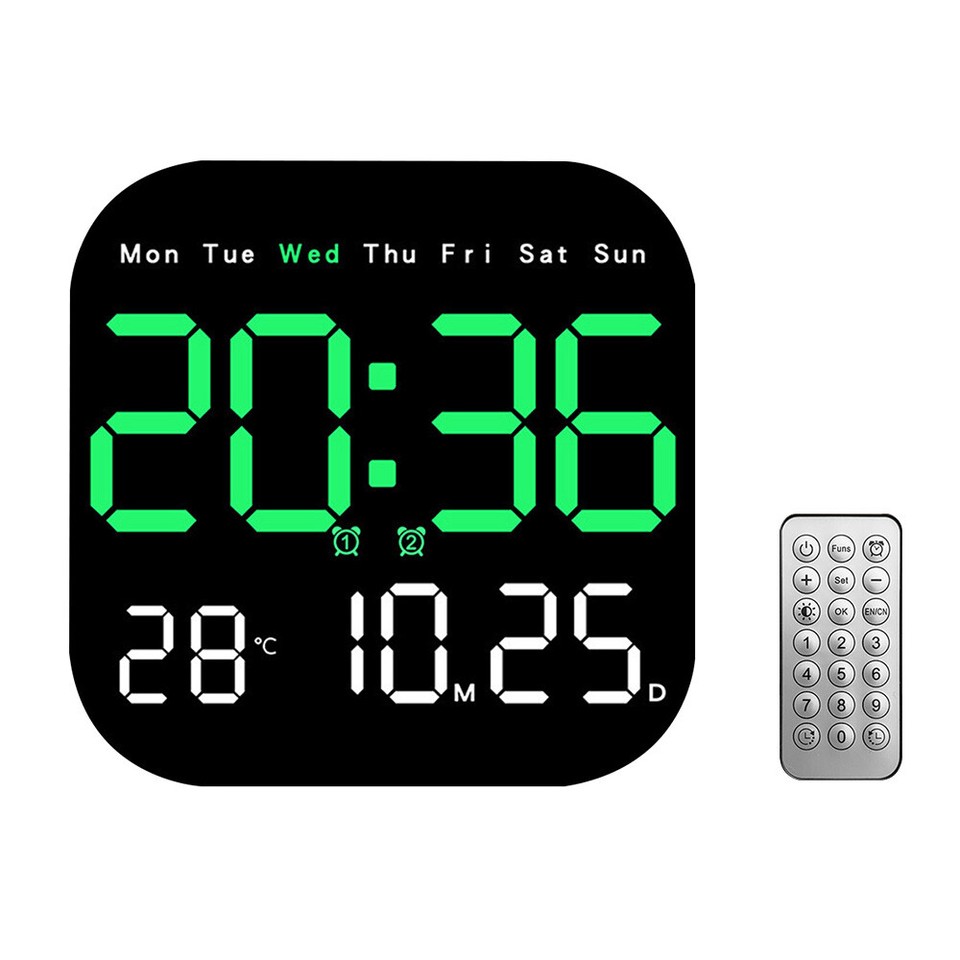 Digital Clock Large Display LED Digital Calendar Alarm Clock for Home ...