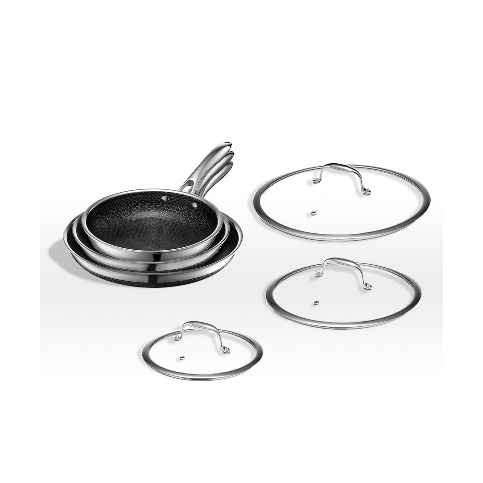 HexClad Hybrid Nonstick 6-Piece Fry Pan Set, 8, 10 and 12-Inch Frying ...