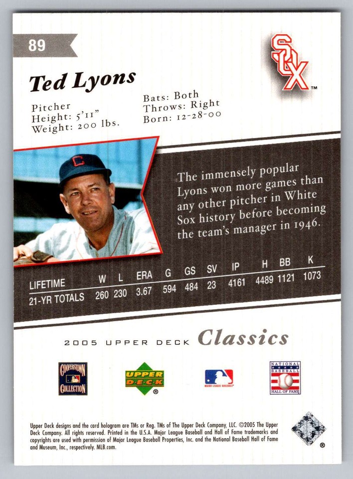 2005 Upper Deck Classics #89 Ted Lyons | eBay