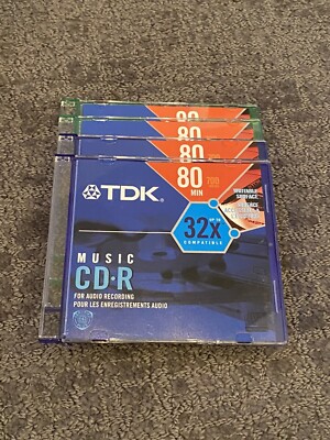 New Set of 4 TDK Music CD•R For Audio Recording 32x Compatible 80 Min ...