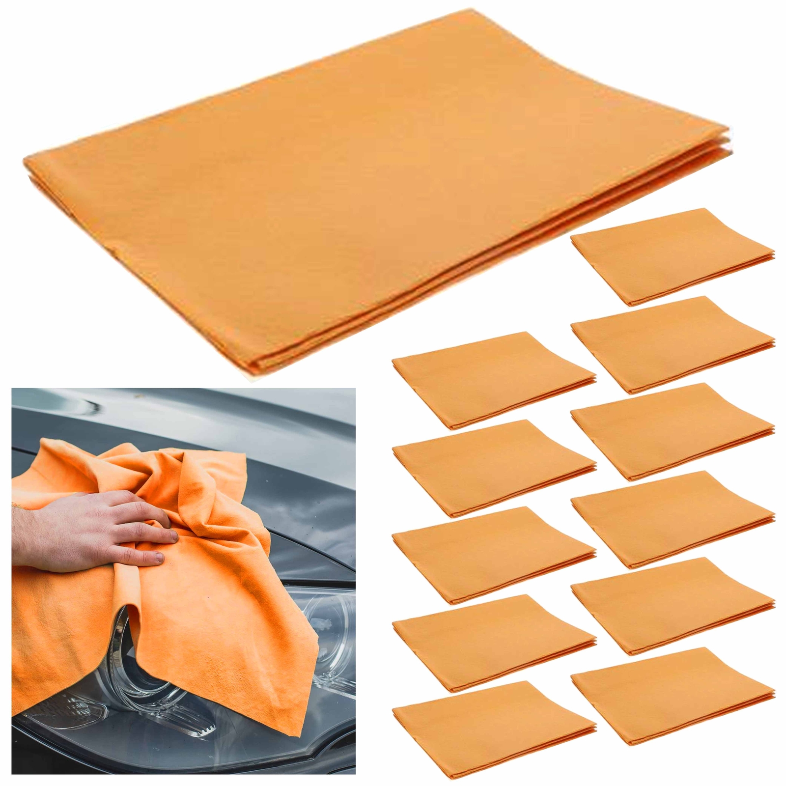 12 Pc Large Shammy Synthetic Chamois Car Detail Cleaning Absorbent ...