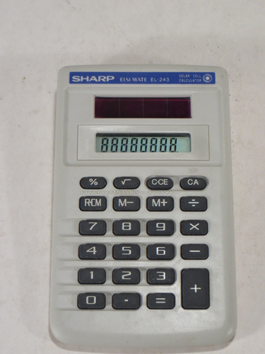 Sharp Calculator ELSI Mate EL-243 Solar Cell Light Gray Tested | eBay