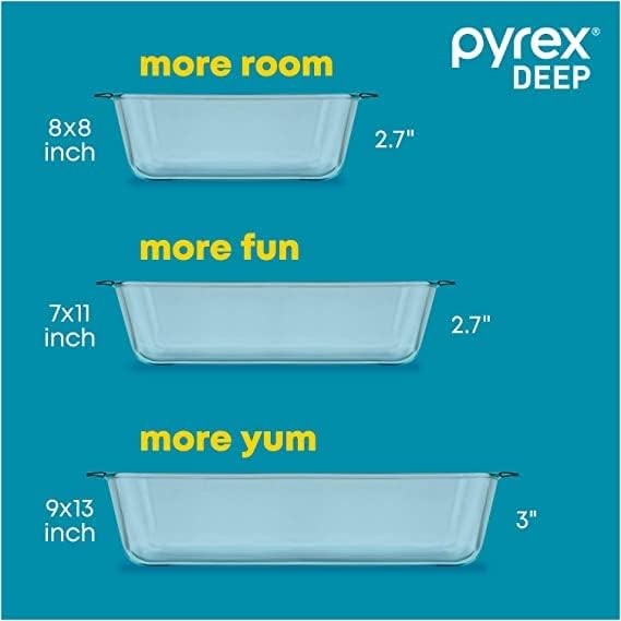 Pyrex Deep 9x13-Inch Glass Baking Dish with Lid, Deep Casserole Dish ...