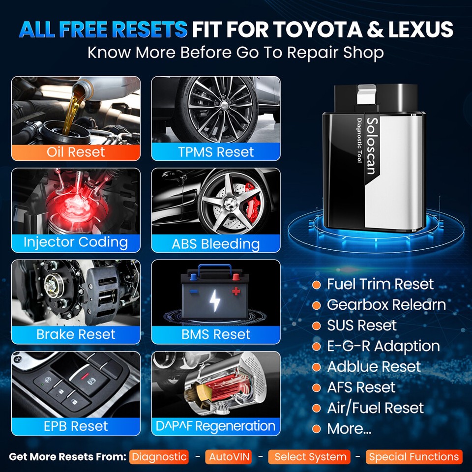 KINGBOLEN SOLOSCAN for Toyota Lexus OBD2 Scanner All System Car ...