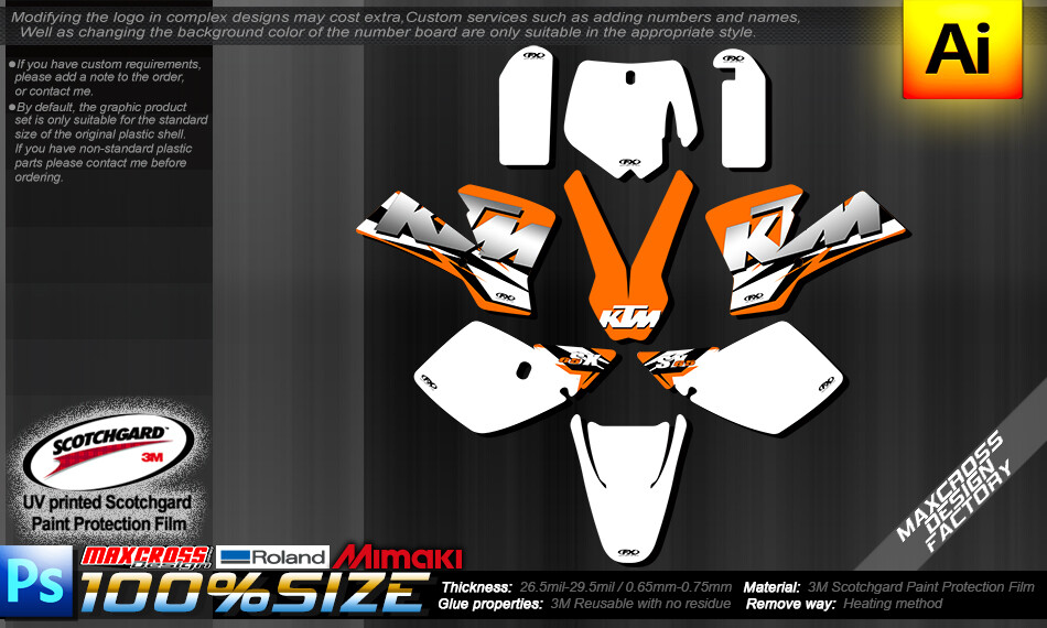 MAXCROSS GRAPHICS KIT FOR 65SX 2004-2008 DECALS STICKERS FULL KIT MSTD1 ...