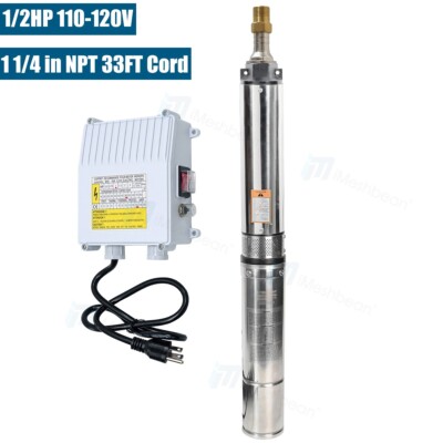 4inch Deep Well Submersible Pump 1/2HP 18GPM 171ft Hmax 60Hz 1.25in NPT ...
