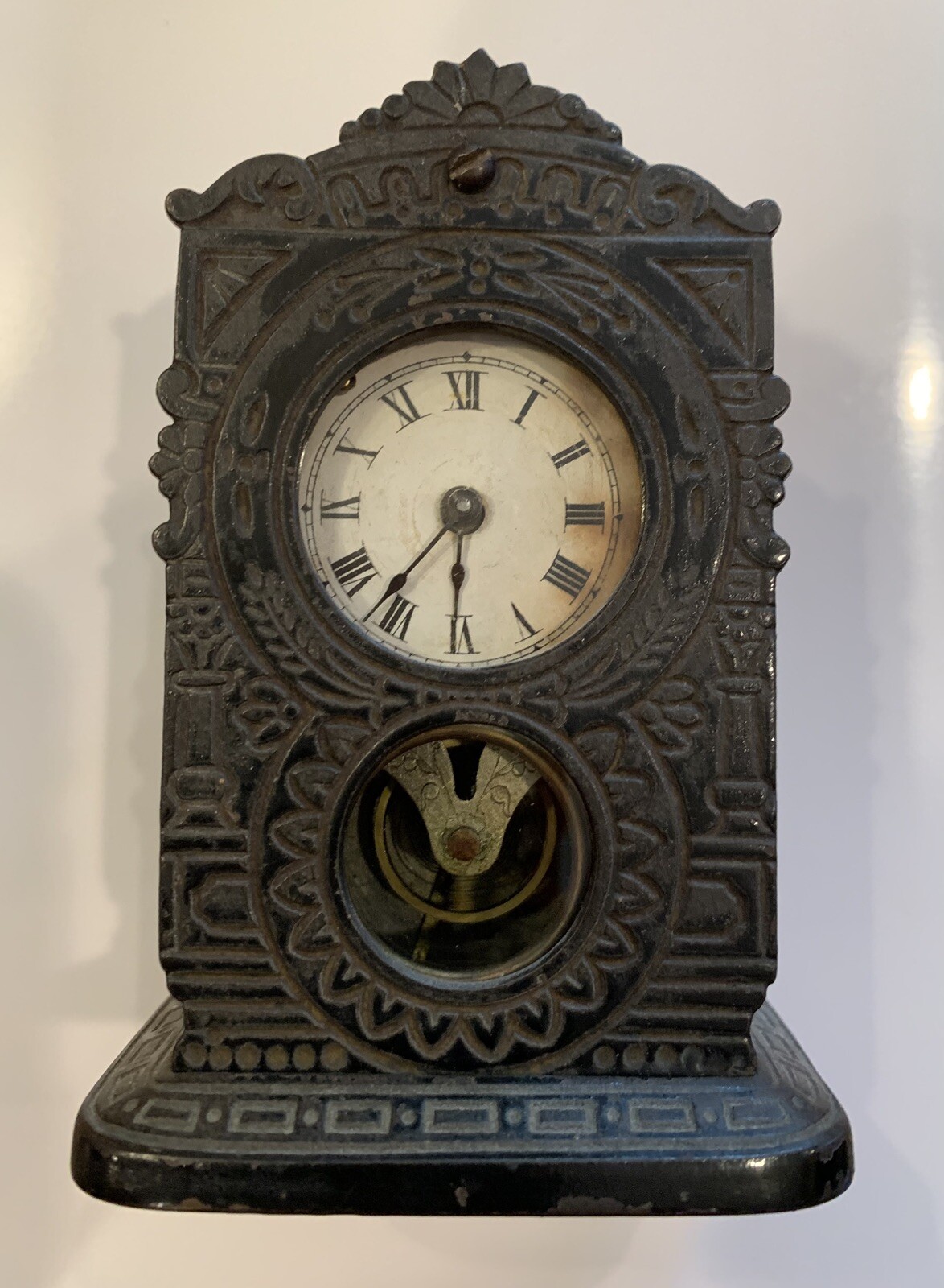 Early Cast Metal Yale Clock Co. Miniature Novelty Desk Clock, New Haven ...