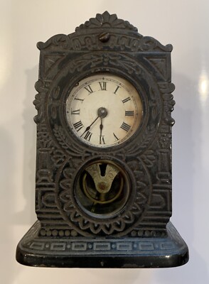 Early Cast Metal Yale Clock Co. Miniature Novelty Desk Clock, New Haven ...