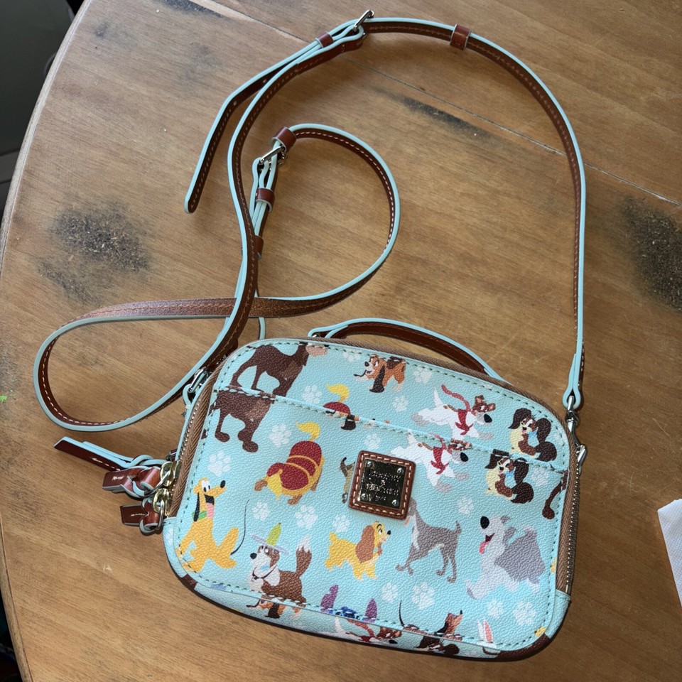 7p Disney Dooney & Bourke Blue DOGS Shoulder Bag Ambler Crossbody Purse ...