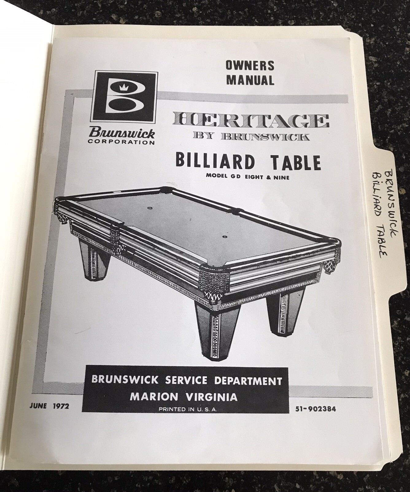 Brunswick Heritage Slate Pool Table 8ft Leather pockets Excellent Mint ...