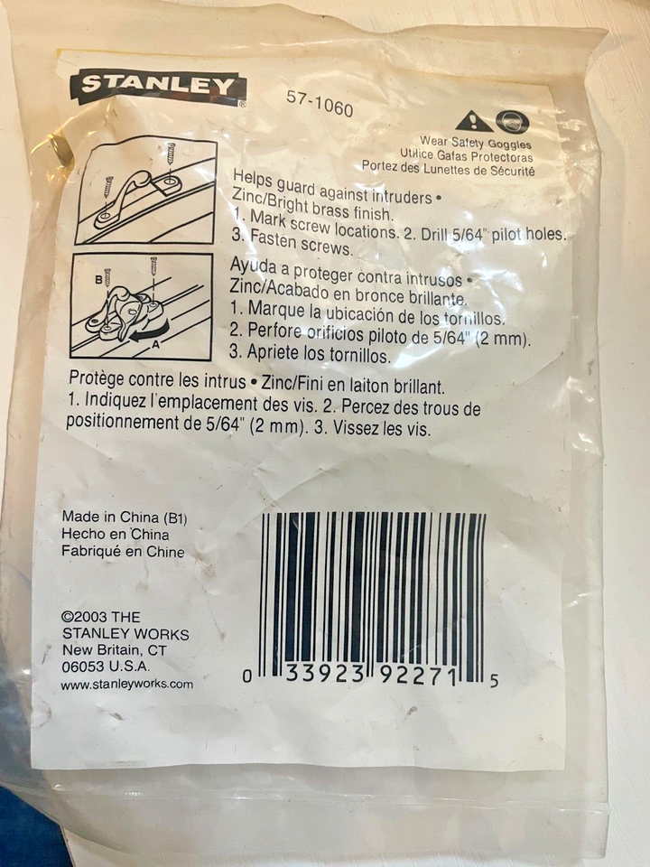 Stanley Bright Brass Finish Window Sash Lock (6) Available Part 57-1060 ...