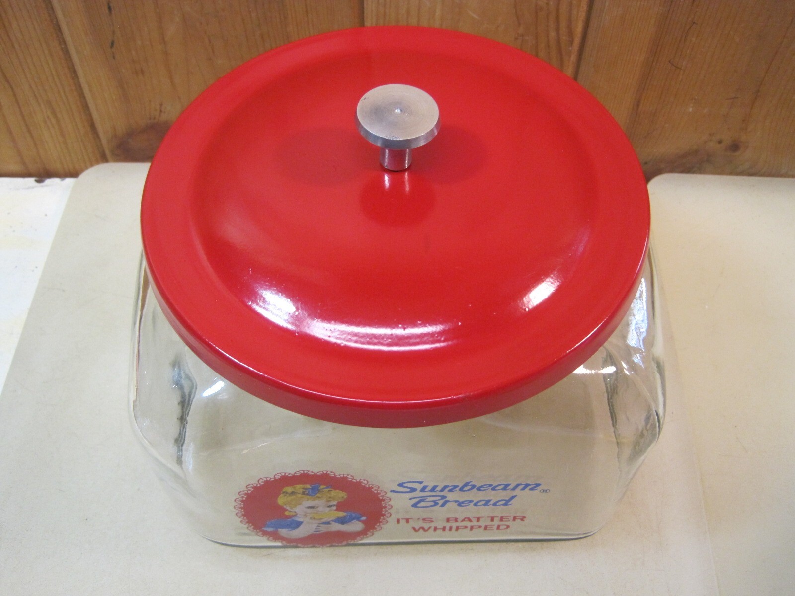 Sunbeam Bread Advertising General Store Counter Snack Jar with Metal ...