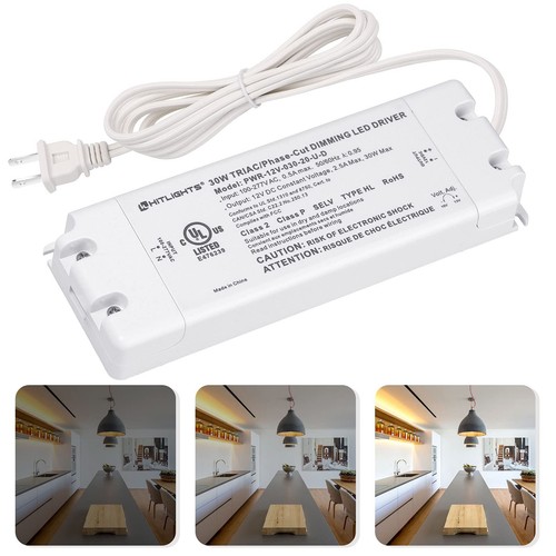 30W Dimmable LED Driver, 120V AC to 12V DC, Low Voltage Transformer for ...