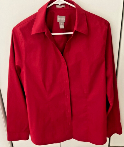 Chico's ladies size 1 (8) red fitted top shirt blouse button front ...