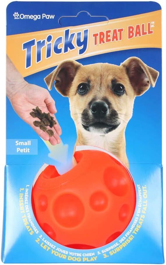 Tricky Treats Orange Dog Toys Balls. Food Treat Dispenser Toy Small ...