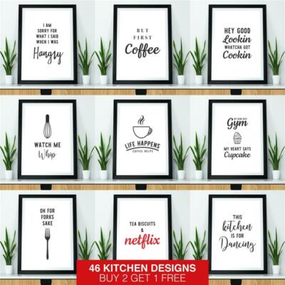 Kitchen Wall Art Prints Modern Picture Minimalist Funny Home Framed ...