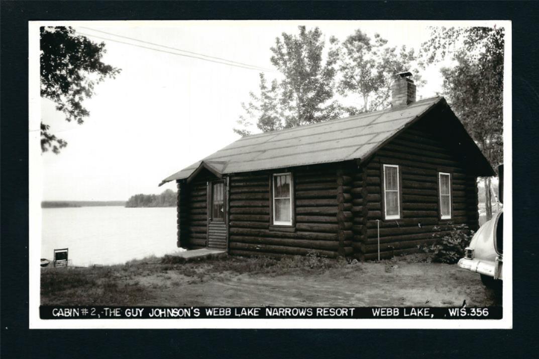 Webb Lake Wisconsin WI 1940s RPPC Cabin #2 Guy Johnsons Webb Lake ...
