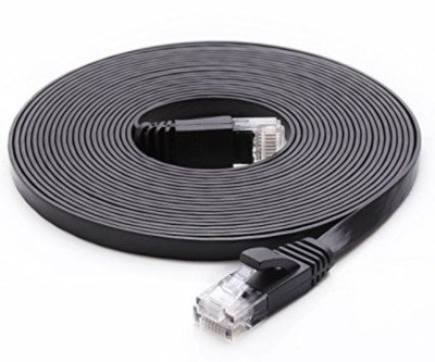 Monoprice CAT5E Enhanced Flat Internet Network Cable Black 350 MHz 30ft ...