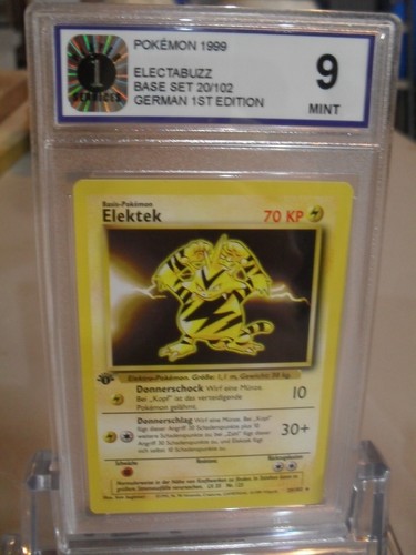 P1 Graded 9 Electabuzz Elektek 20/102 1st ed Base German Rare Pokemon ...