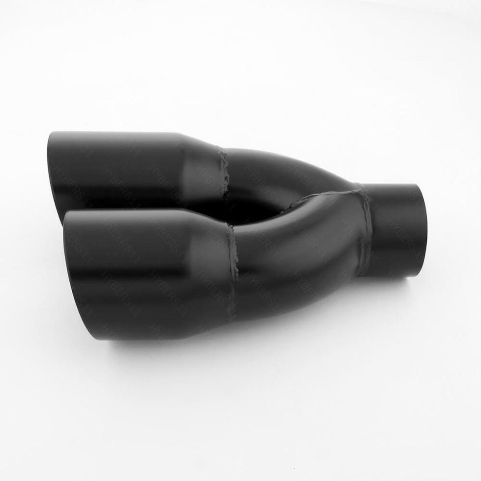Pair Black Quad 4" Out 3" In Dual Wall Exhaust Tips Staggered Stainless ...