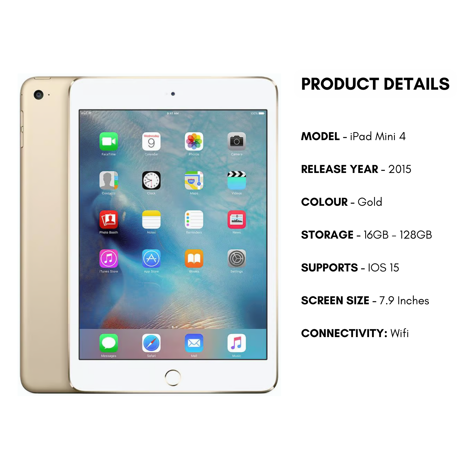 Apple iPad Mini 4th Generation 7.9 Inch Tablet Wifi 16GB - 128GB All ...
