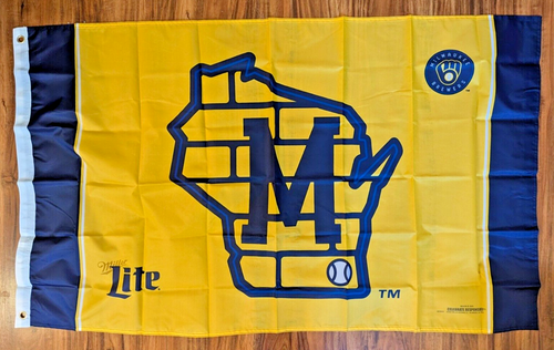 Milwaukee Brewers Wisconsin Miller Lite Flag 30"x48" MLB Beer Baseball ...