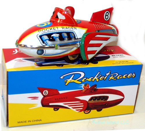 Tin Toy Rocket Racer Space Ship with Engine Sound Friction Power #6 | eBay