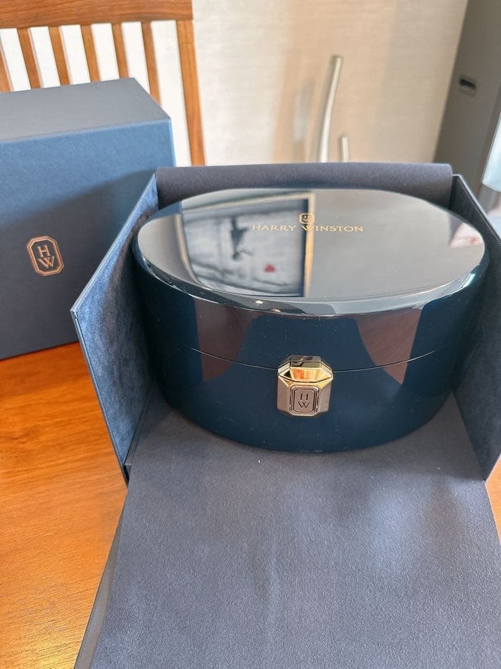 Harry Winston Watch Case Excellent Condition Storage Cushion Gift Navy ...