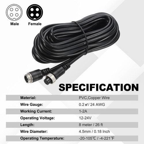 8 Meter 4 Pin 24 AWG Extension Cable Wire with Male Female Connector ...