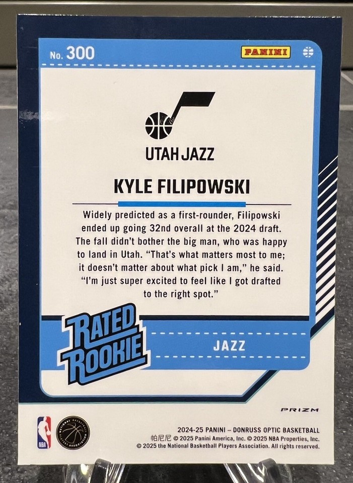 2024-25 Donruss Optic Kyle Filipowski Rated Rookie Purple Holo #300 ...