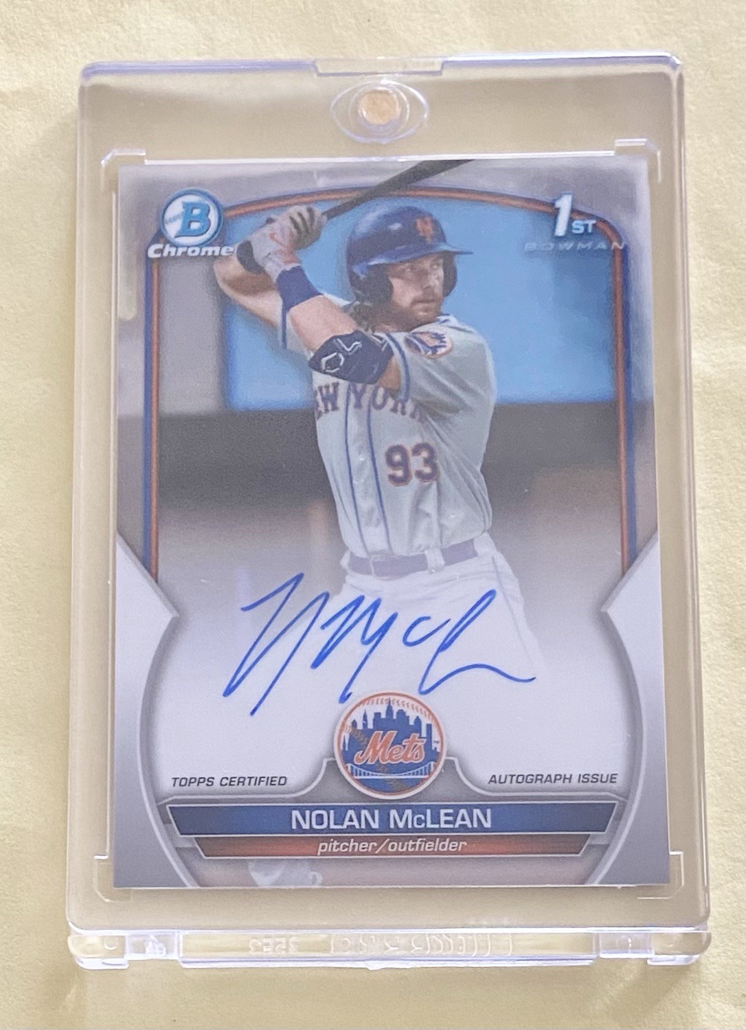 2023 Bowman Nolan McLean Chrome 1st Bowman Rookie Prospect Auto NY Mets RC (B) | eBay